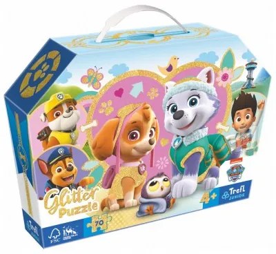 Puzzle třpytivé Skye a Everest Tlapková patrola/Paw patrol 70 dílků 41x27,5cm v kr. 28x20x8cm