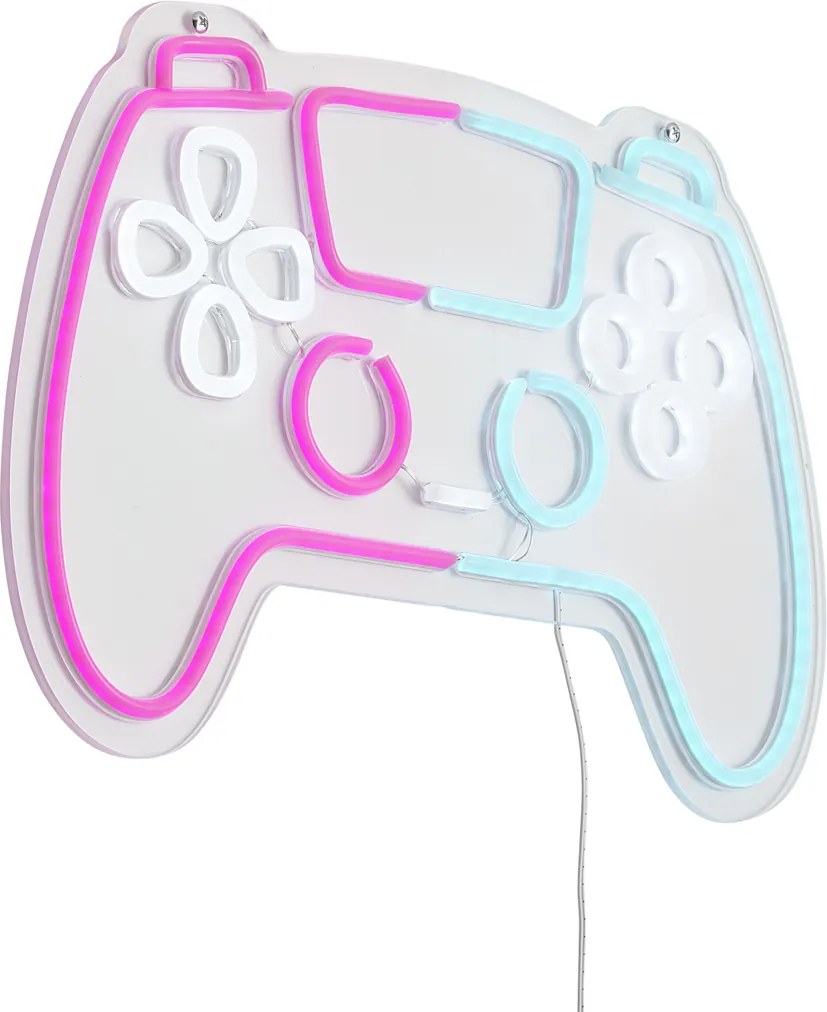 Neonová nástěnná lampa růžová s modrou včetně LED - Controller