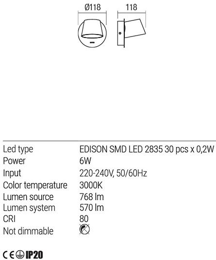 Redo Nástěnné LED svítidlo Shaker Barva: Černá