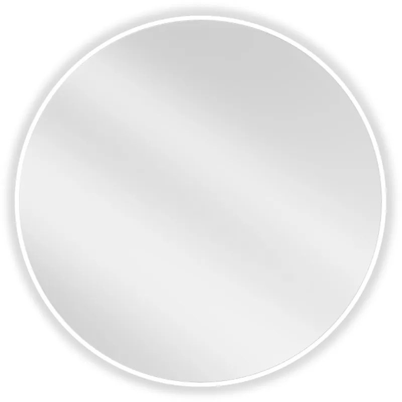Mexen Loft, kulaté koupelnové zrcadlo 80 cm, barva rámu bílá, 9850-080-080-000-20