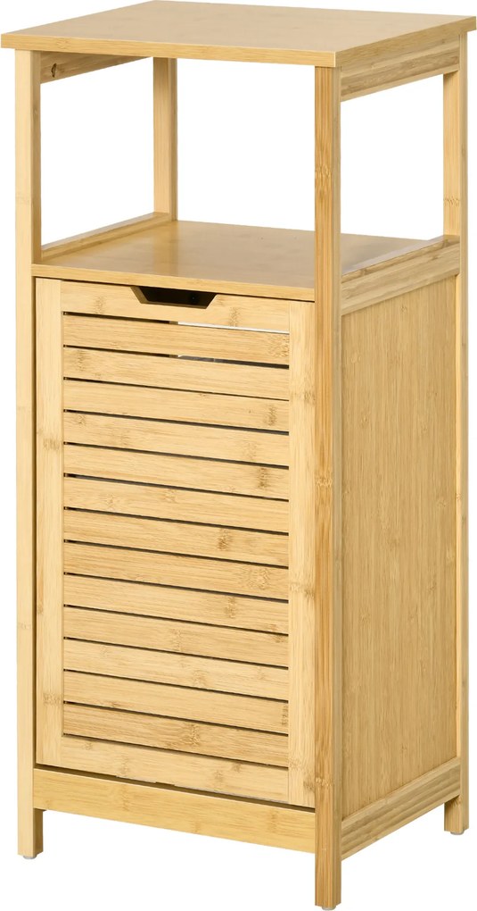 Samostatná skříňka do koupelny kleankin z bambusu s košem na prádlo - úsporná skříňka do koupelny - rozměry 40Š x 30H x 86,5V cm