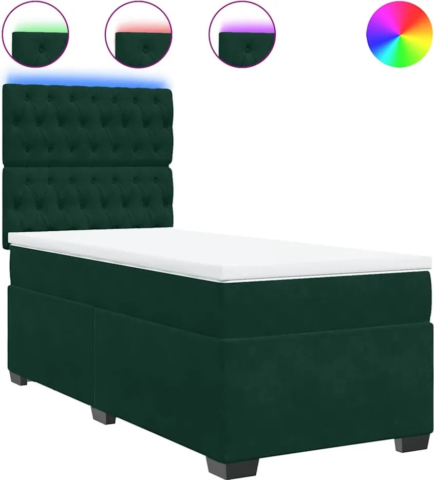 Box spring postel s matrací tmavě zelená 80 x 200 cm samet 3293071