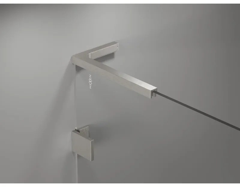 Mexen Lunar, L půlkruhový výklopný sprchový kout 90 x 90 cm, 8mm čiré sklo, ocelový profil, 833L-090L-090P-97-00