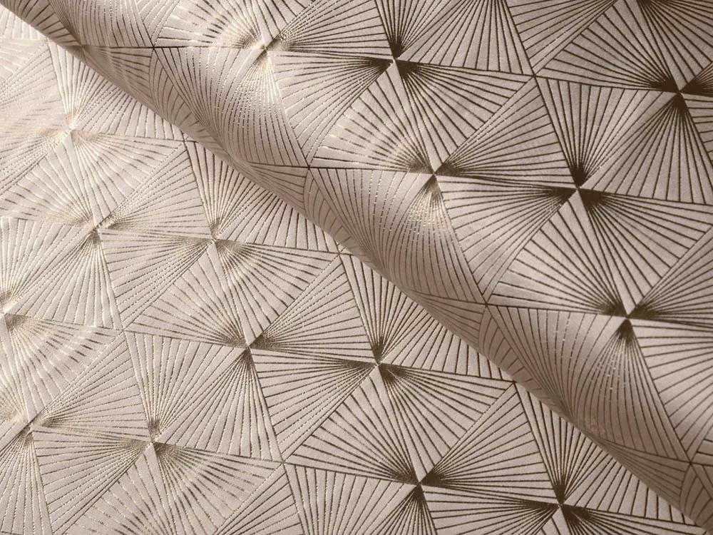 Biante Sametový povlak na polštář Isabela IBL-010 Rose Gold trojúhelníky na krémovém 40 x 60 cm