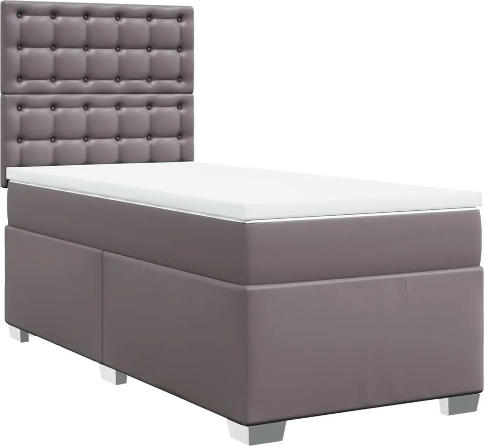 Box spring postel s matrací šedá 80 x 200 cm umělá kůže 3292998
