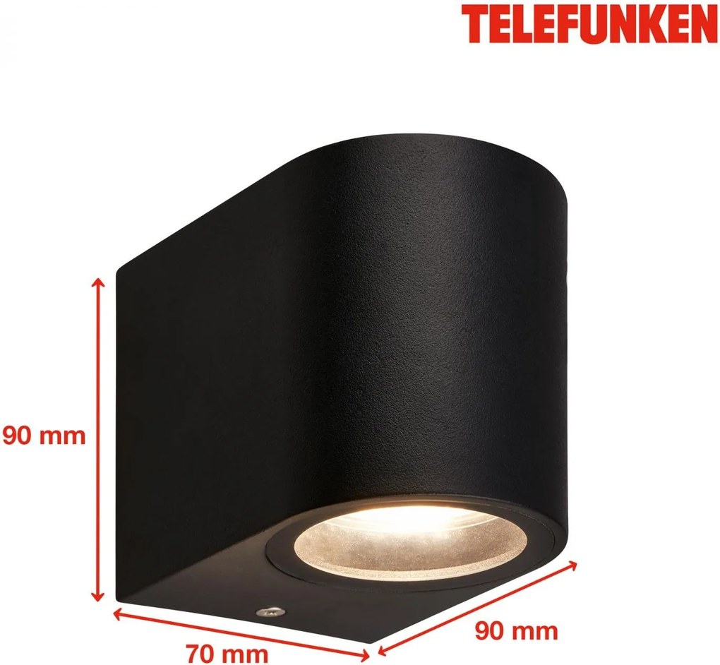 TF 322905TF TELEFUNKEN venkovní nástěnné svítidlo, ochrana proti stříkající vodě, bez vypínače, černá - BRILONER