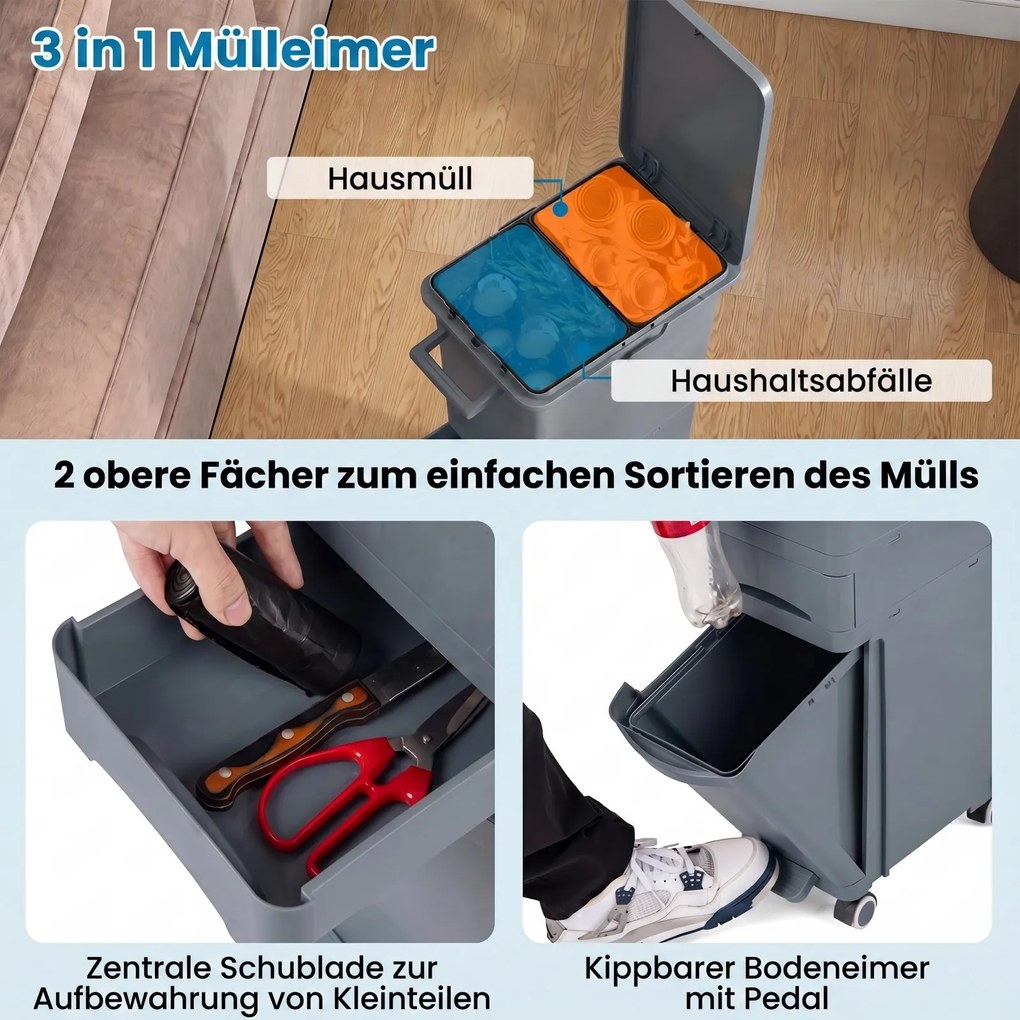 Costway Multifunkční odpadkový koš kuchyňský odpadkový koš