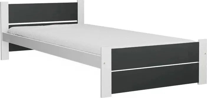 Postel IKAROS DOUBLE 80 x 200 cm, antracit/bílá Matrace: Bez matrace, Rošt: S laťkovým roštem
