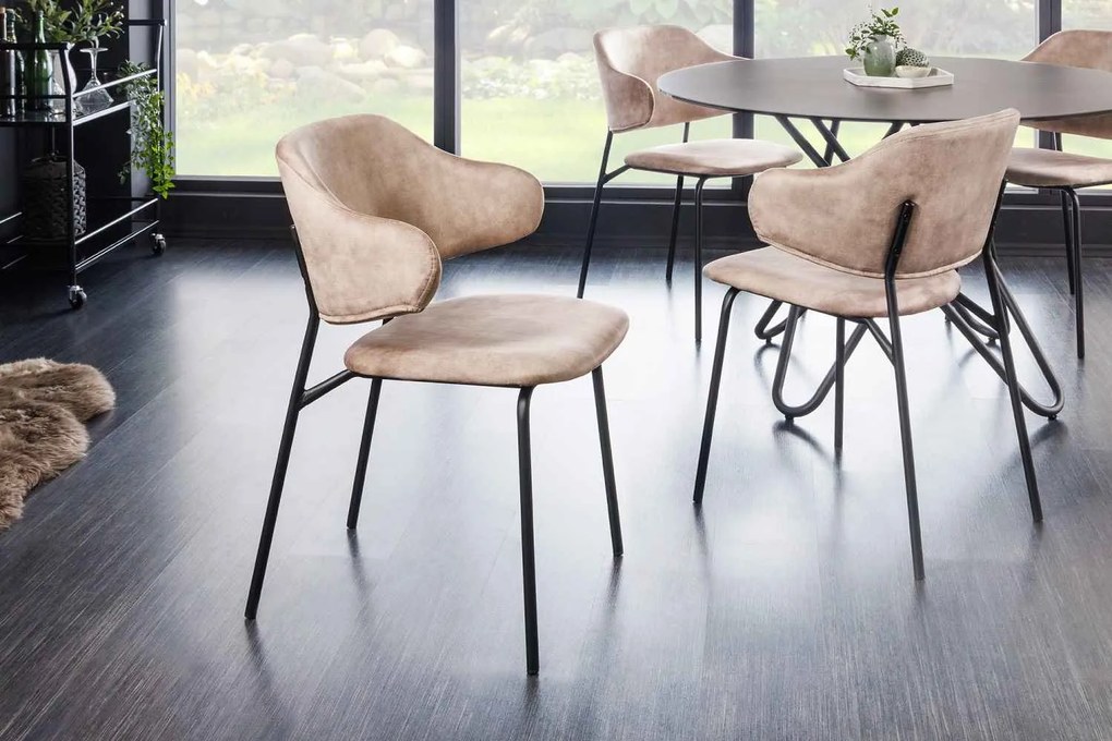 Designová jídelní židle Takuya šampaňský samet