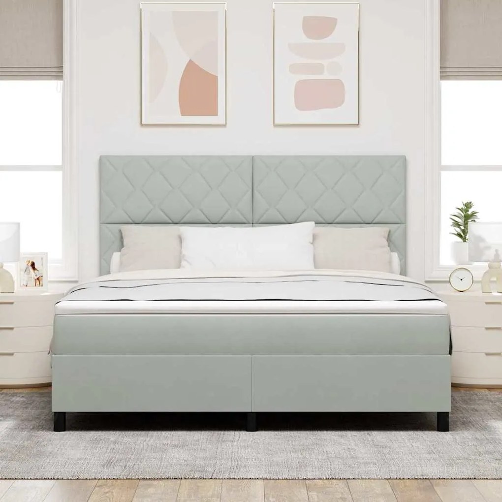 Postel s boxspringem s čelo Světle šedá 180 x 200 cm samet 3339914