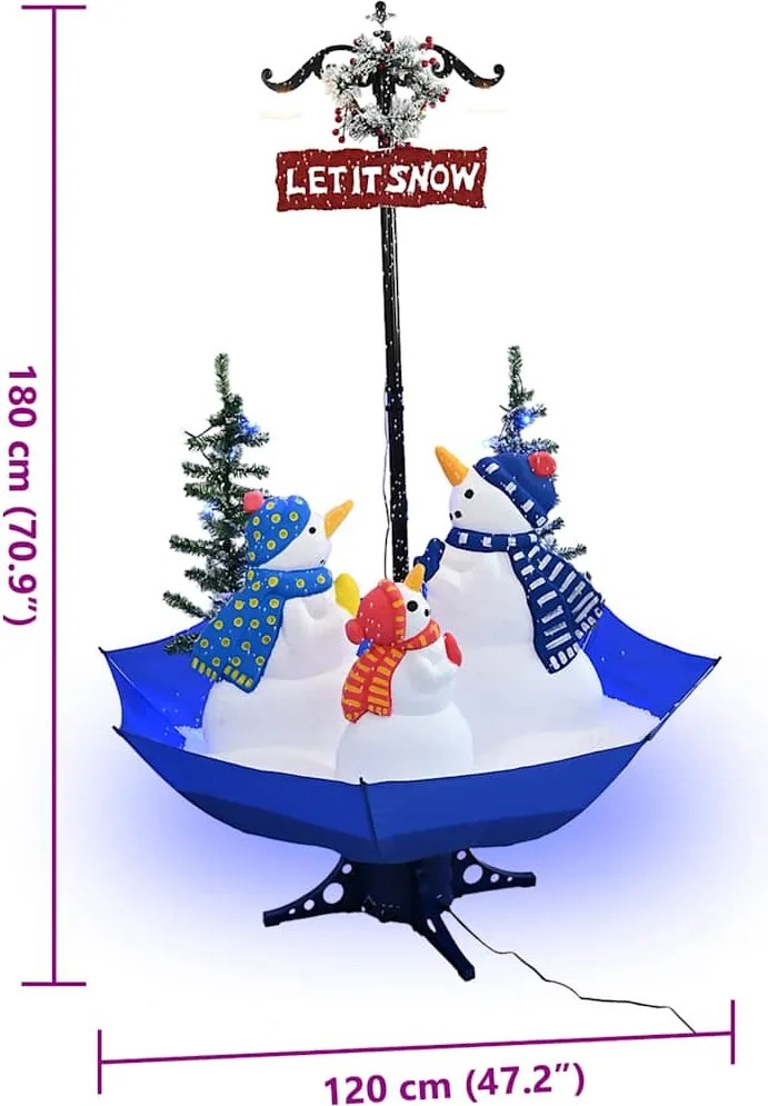 Sněžící vánoční stromek s deštníkovým stojanem modrý 170 cm PVC 289930