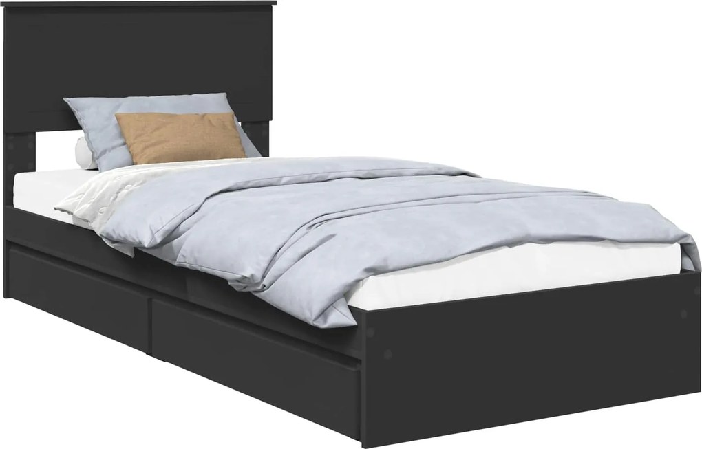 Postel s úložným prostorem Černá 90 x 190 cm Kompozitní dřevo 3410841