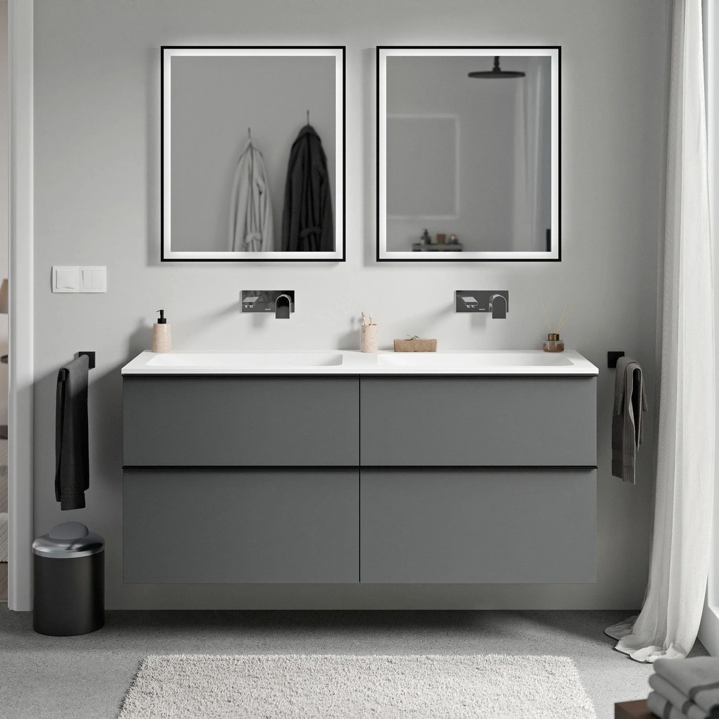 Koupelnová skříňka LAVOA 120 cm s umyvadlem z minerálního odlitku CREAM - možnost volby barvy