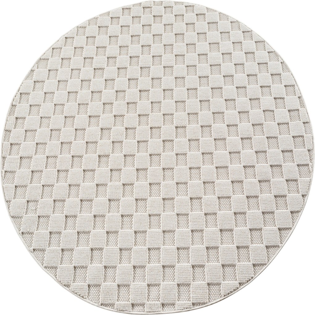 Ayyildiz, Kusový koberec Helix 2203 cream kruh, 160x160, bílá, chodba / předsíň