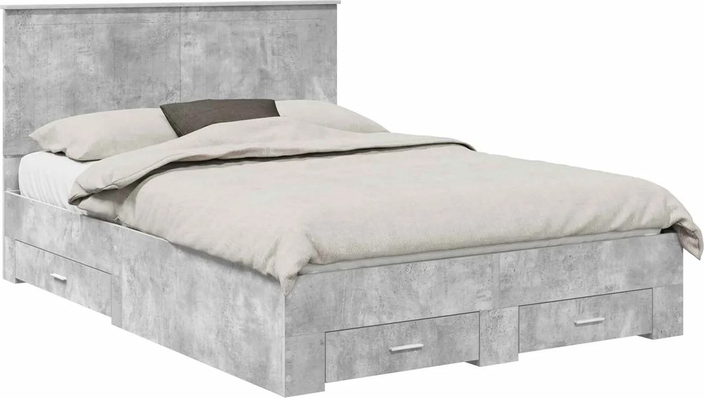 Rám postele s čelo Betonově šedá 140 x 190 cm Kompozitní dřevo 3411308