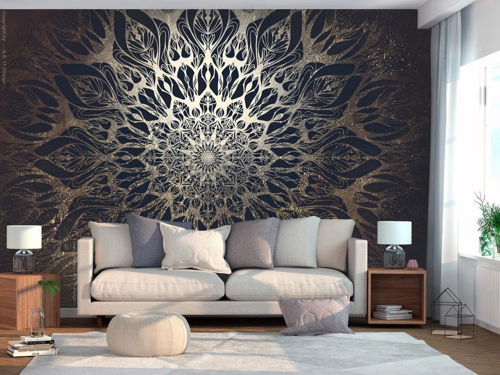 Tapeta zlato-hnědá mandala (150x105 cm) - Murando DeLuxe