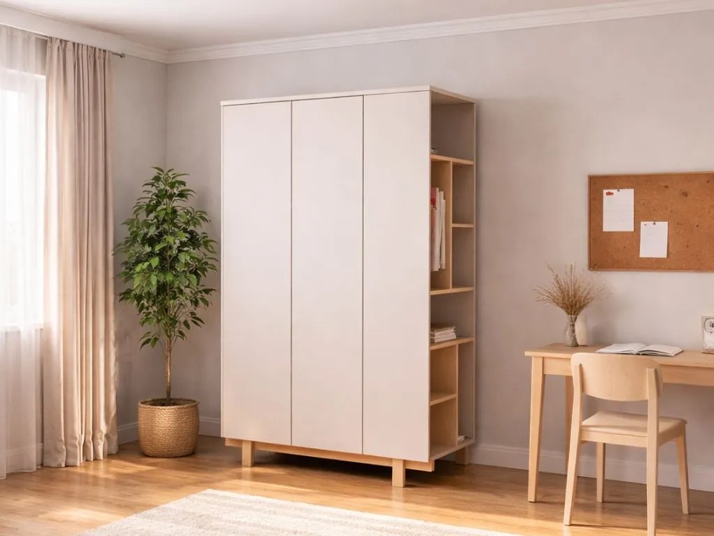 Šatní skříň s otevřeným regálem BASIC kašmírová