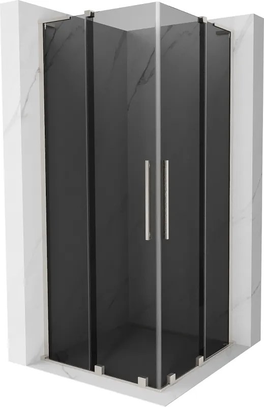 Mexen Velar L Duo, sprchový kout s posuvnými dveřmi 80 x 80 cm, 8mm šedé sklo, broušená ocel, 871-080-080-02-43-97