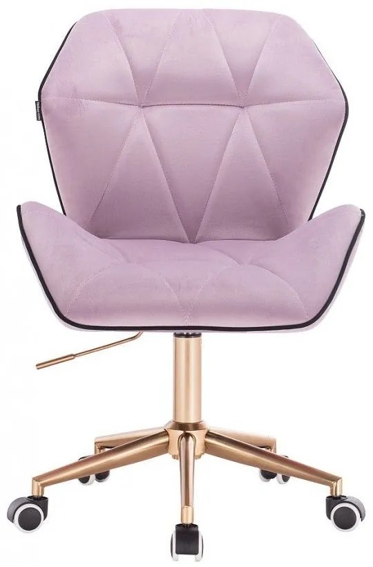 LuxuryForm DESIGN Otočná židle MILANO MAX VELUR na zlaté základně s kolečky - levandule