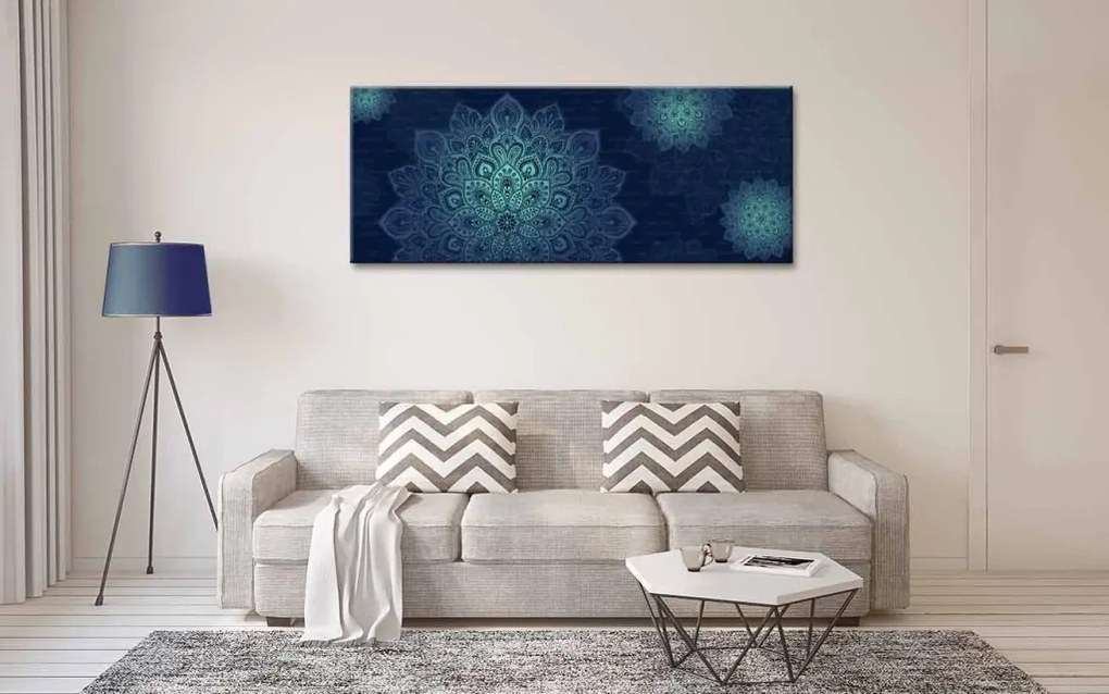 Obraz mandala temně modrá Velikost (šířka x výška): 150x60 cm