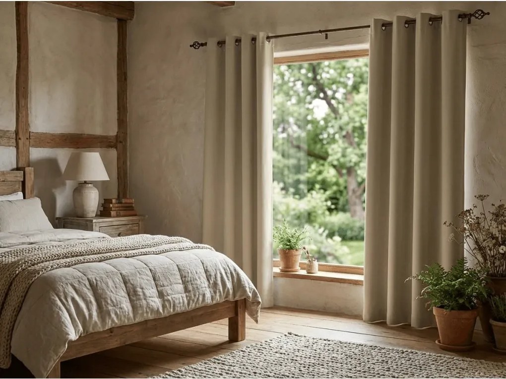 Závěs OXFORD 140x270 cm, světle béžový Zavěšení: Řasící páska