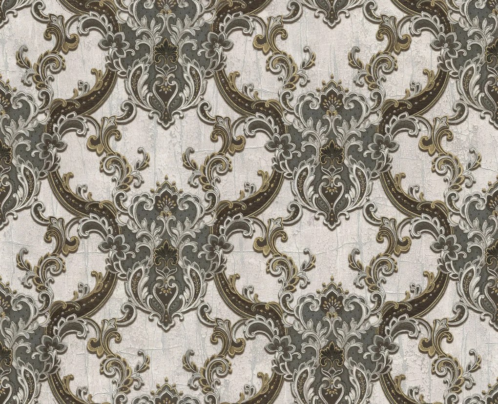 Luxusní stříbrno-hnědá vliesová tapeta, zámecké ornamenty, 86061, Valentin Yudashkin 5, Emiliana Parati