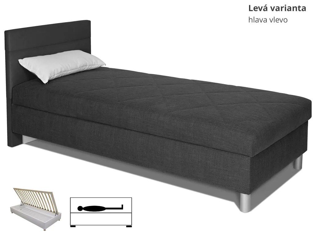 NEW DESIGN postele Válenda VARIO s hlavovým čelem a úložným prostorem, matrace a rošt v ceně, 90×200 cm Velikost postele: 90 × 200 cm, Strana: Levá