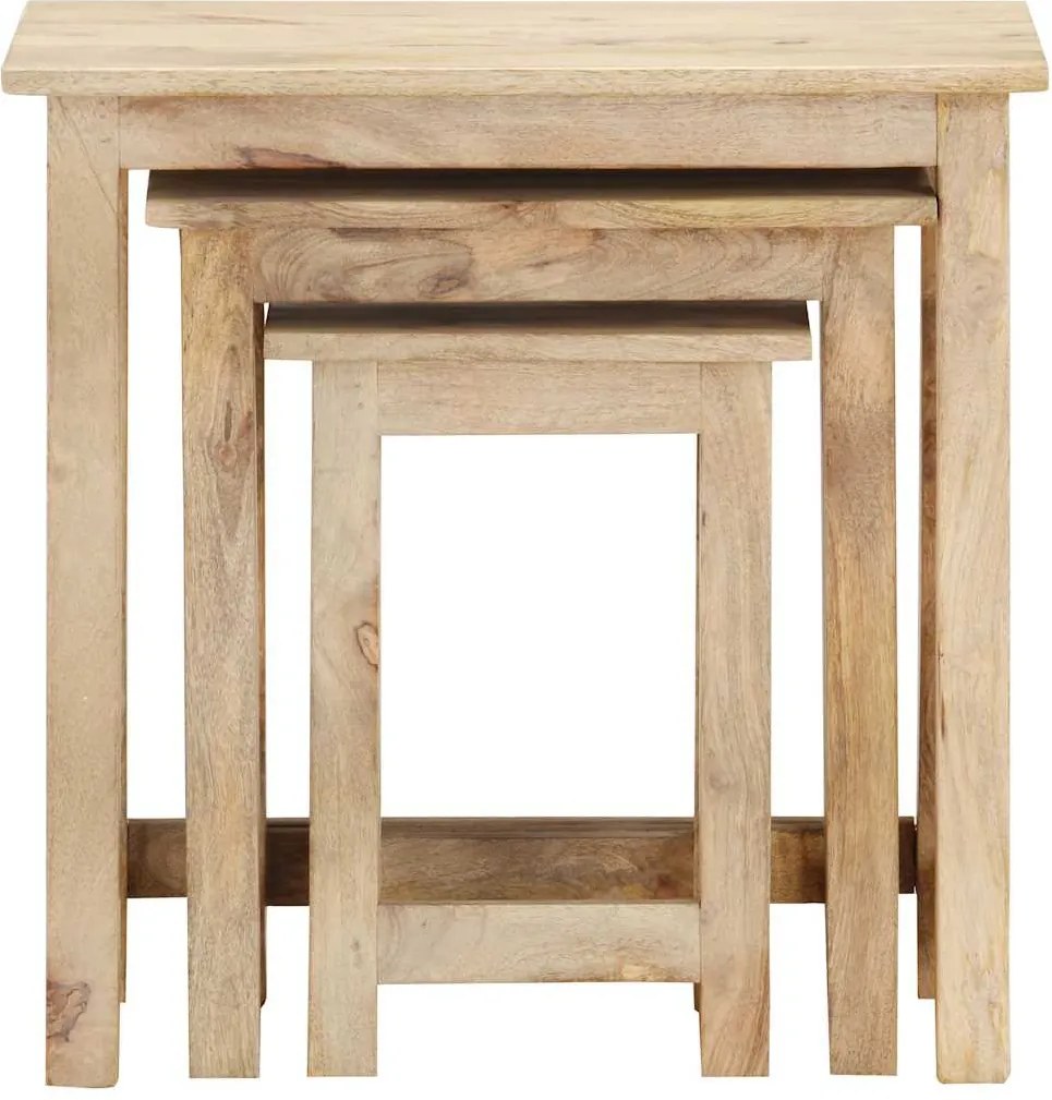 Hnízdové stolky 3 ks masivní mangovníkové dřevo 287489