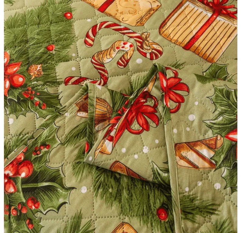 Přehoz na postel CHRISTMAS PRESENTS, zelený Rozměr: 220 x 240 cm