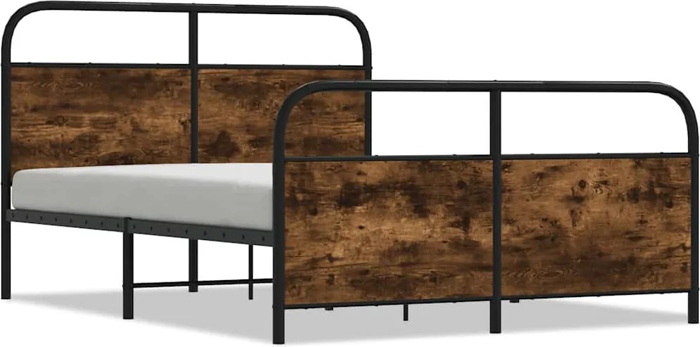 Kovový rám postele bez matrace kouřový dub 137x190 cm 3318634