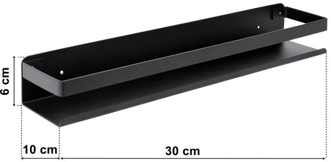 Nástěnná police MEGARA 30 cm černá