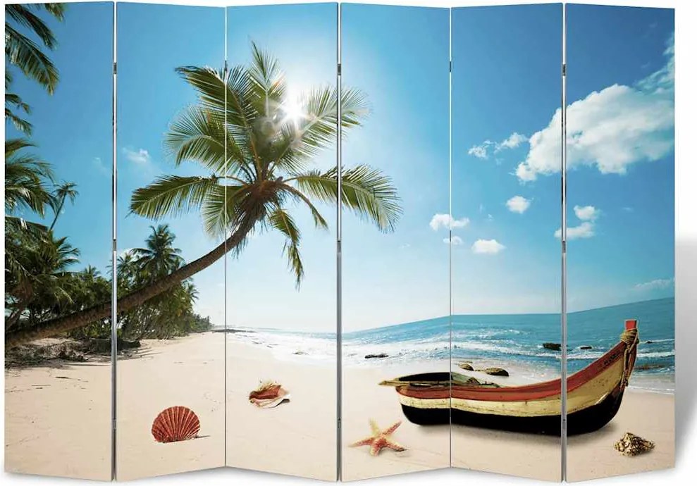 Skládací paraván 217 x 170 cm pláž 240480