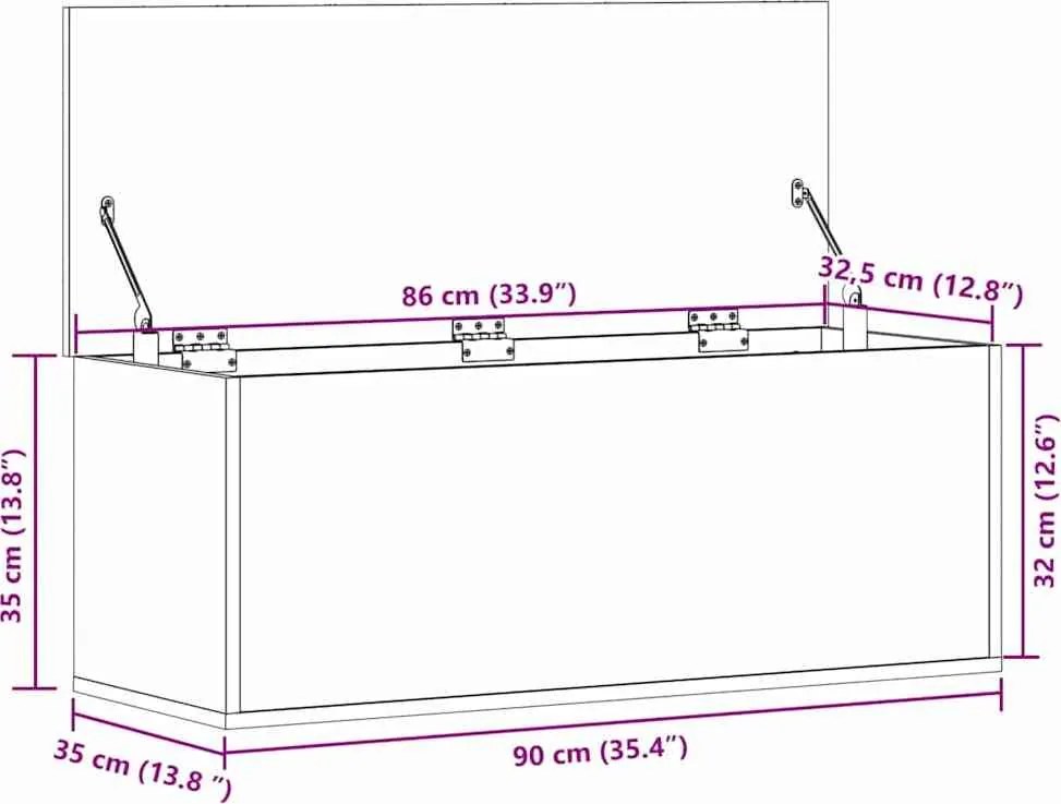 vidaXL Úložný box 90 x 35 x 35 cm kompozitní dřevo [840682] Barva: hnědý dub