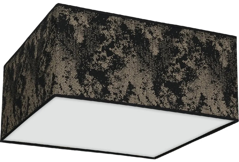 Stropní svítidlo Satino Square, 1x černé/zlaté textilní stínítko, (bílé plexisklo), (40 cm)