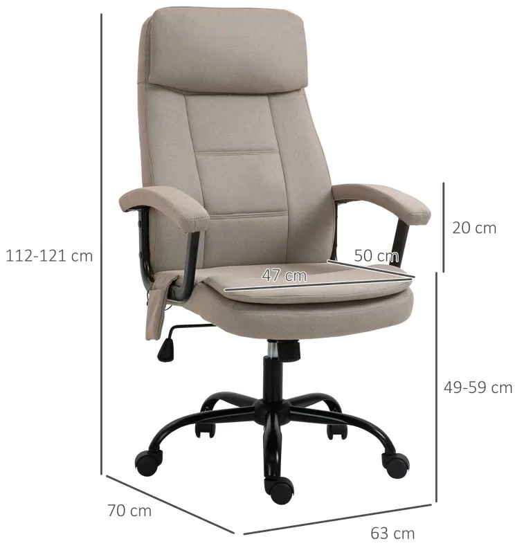 Vinsetto Masážní kancelářská výškově nastavitelná otočná židle, ergonomická, béžová 63 x 70 x 112-121 cm