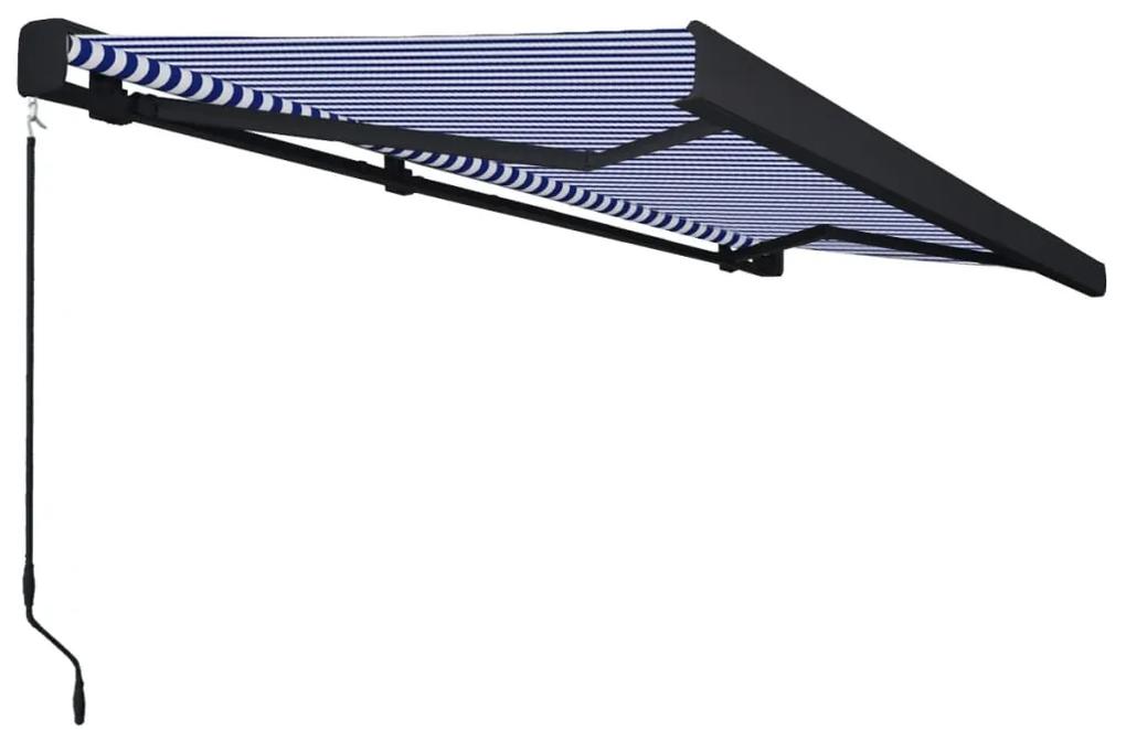 vidaXL Kazetová markýza s ručním ovládáním 500 x 300 cm modro-bílá