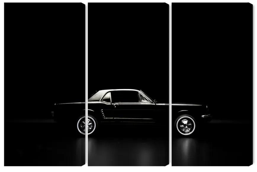 Vícedílný obraz Černé Retro Auto Na Tmavém Pozadí Nedostatek Nedostatek Plátno Canvas 180x120
