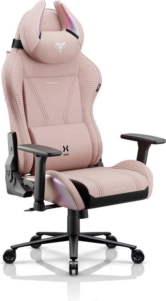 Herní křeslo z látky růžové Normal Size: Diablo X-Horn 2.0 Rainbow Pink