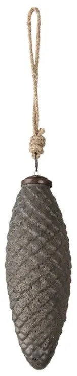 Šedo hnědá vánoční ozdoba ve tvaru šišky – 6x17 cm
