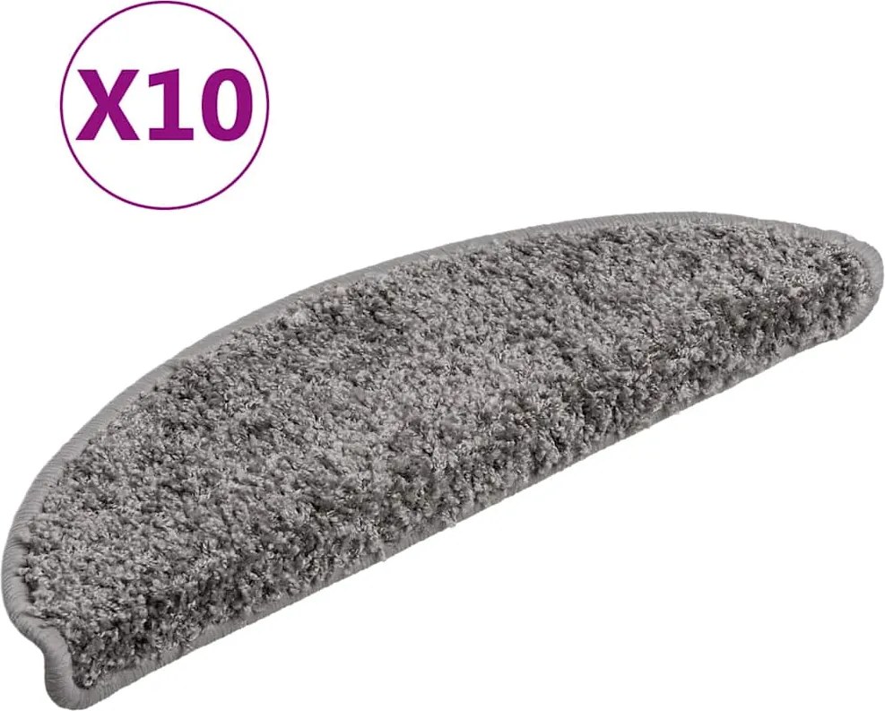 Schodové rohože 10 ks 56 x 17 x 3 cm šedé, půlkulaté 149783