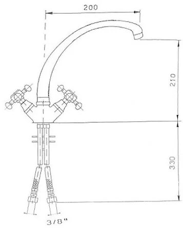 Reitano Rubinetteria Antea Stojánková dřezová baterie, výška 265mm, nikl 3118