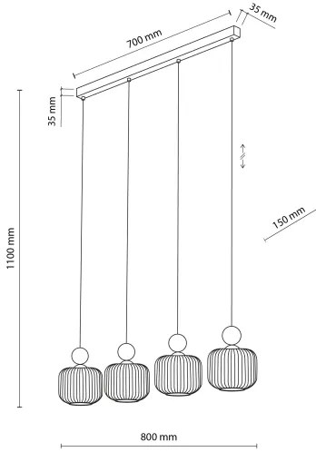 Lustr na lanku BALLO 4xE14/10W/230V béžová