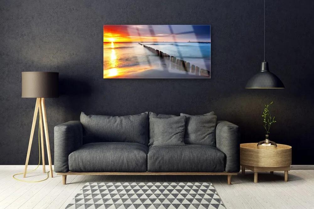 Obraz na skle Moře Slunce Krajina 125x50 cm