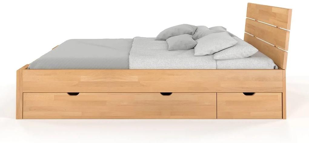 Buková postel s úložným prostorem - Arhus Drawers   , Buk přírodní, 140x200 cm