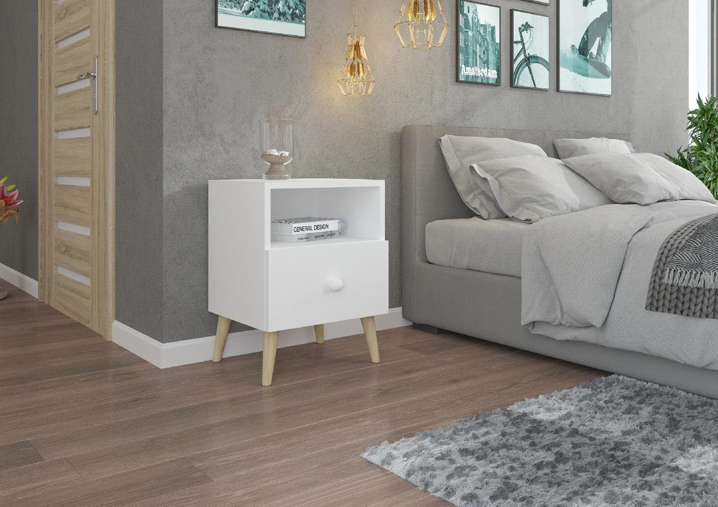 ADRK Furniture Noční stolek se zásuvkou LOGAN NS-Log-W-L016