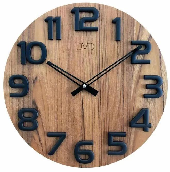 Nástěnné dřevěné hodiny JVD HT97.1 s vystouplými číslicemi
