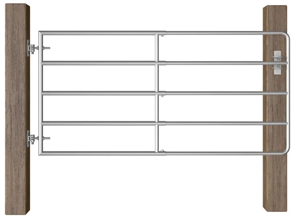 vidaXL Marketos Brána na pastvinu ocelová 5 tyčí (95–170) x 90 cm stříbrná