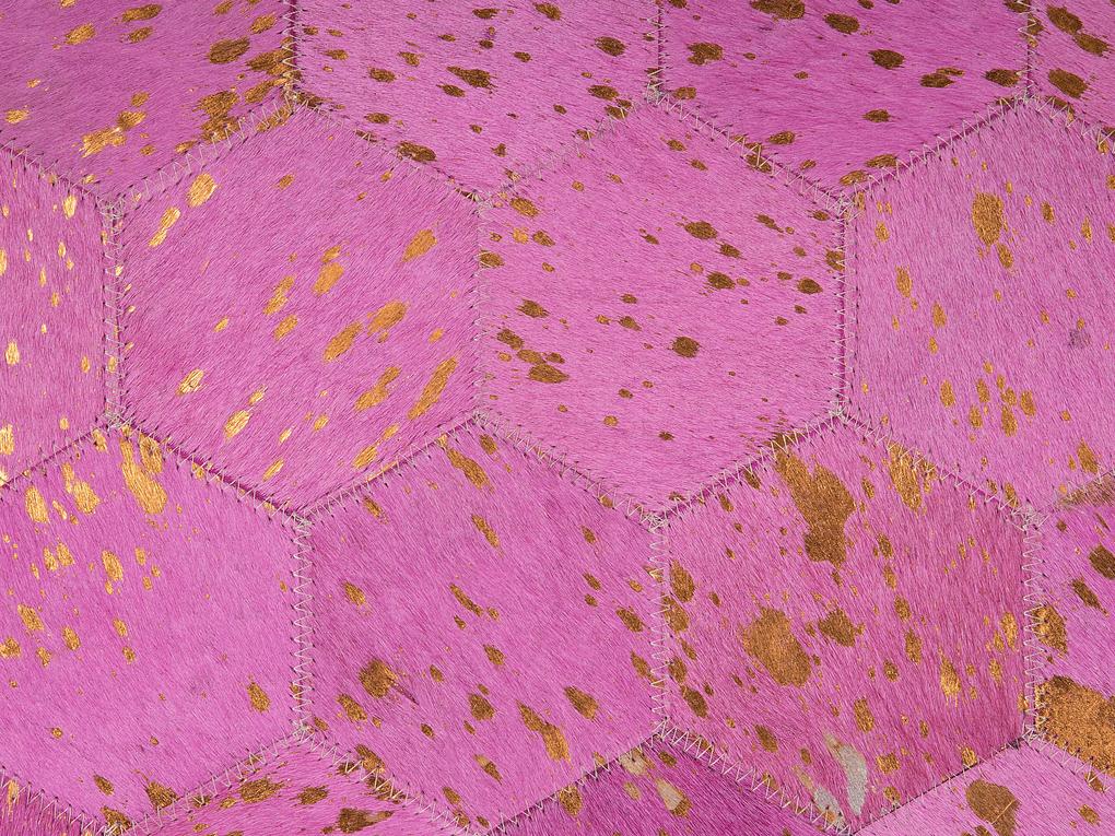 Kožený koberec růžový ⌀ 140 cm ZEYTIN Beliani