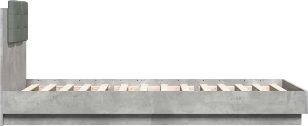 Rám postele s čelem betonově šedý 90 x 200 cm kompozitní dřevo 3209943