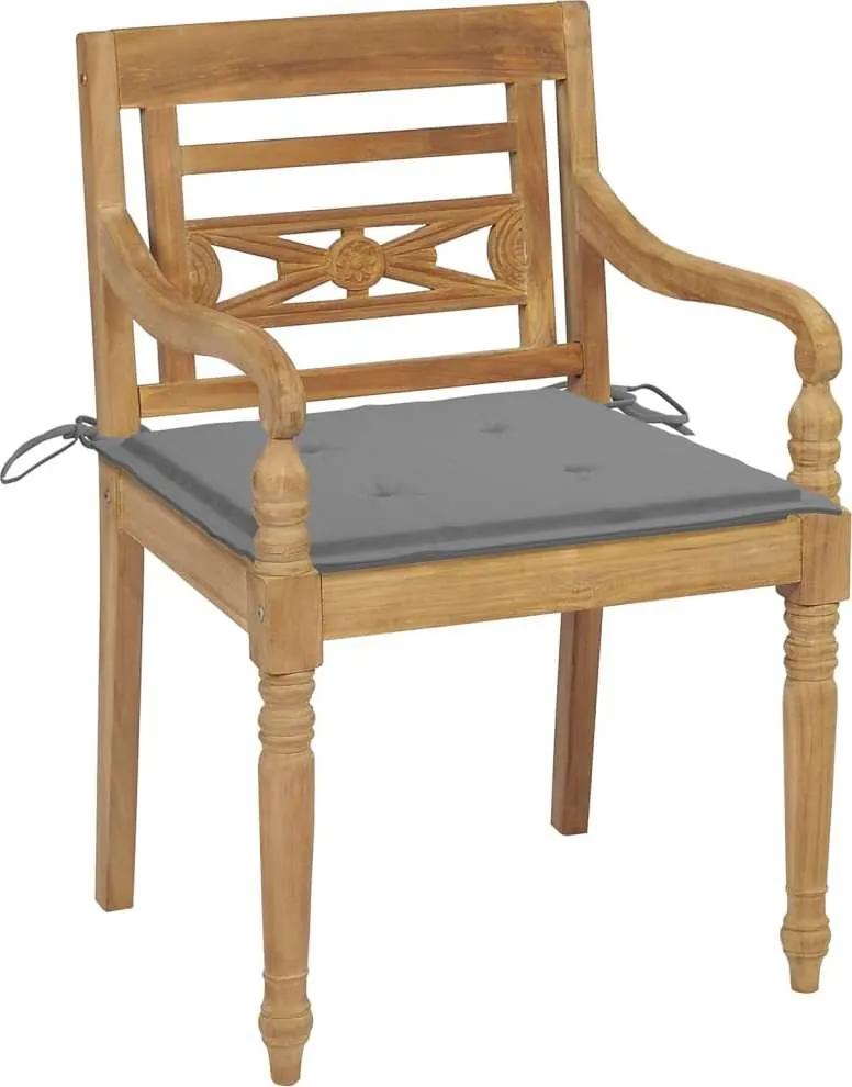 vidaXL Židle Batavia s poduškami 6 ks masivní teakové dřevo [3073323] Barva: krémová